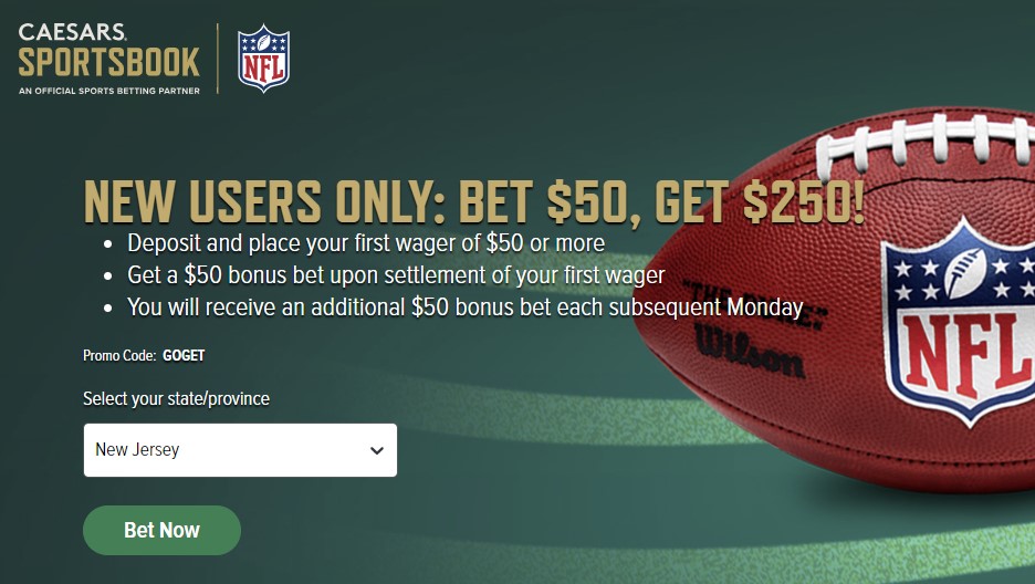 Caesars Sportsbook NJ Promo Code & Bonus Get $250 - NJ BET